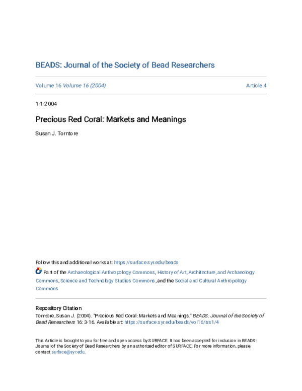 (PDF) Precious Red Coral: Markets and Meanings