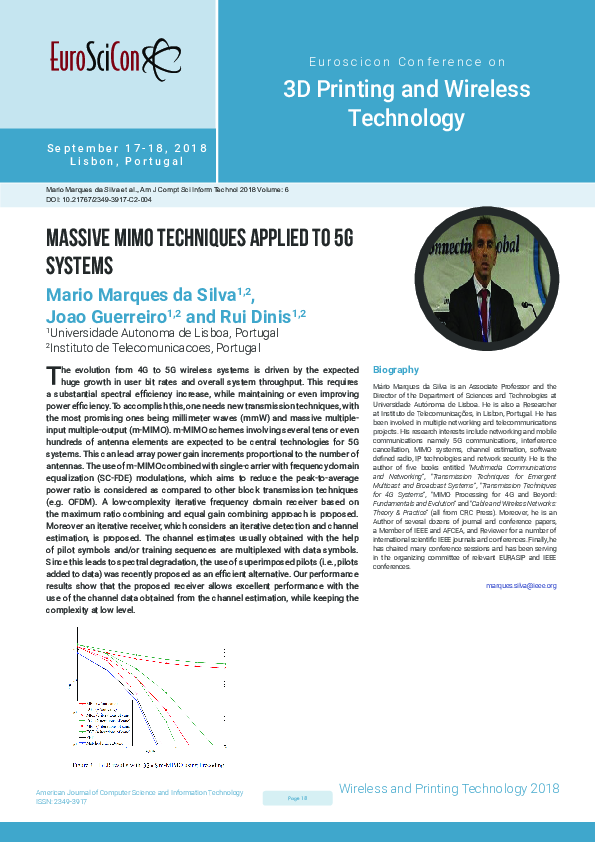 (PDF) Massive MIMO techniques applied to 5G systems