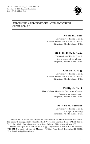 (PDF) Senior Cise : A Print Exercise Intervention for Older Adults