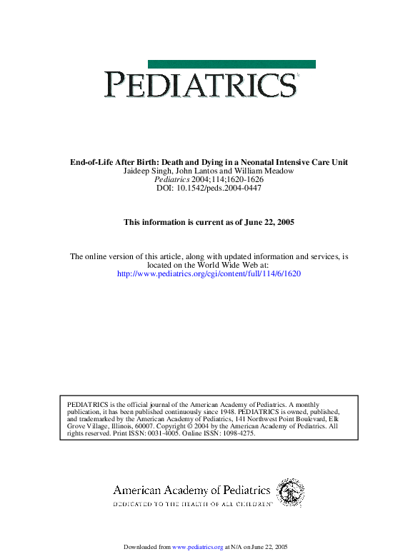 (PDF) End-of-life after birth: death and dying in a neonatal intensive ...