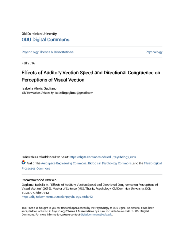 (PDF) Auditory Vection's Impact on Visual Vection Perception