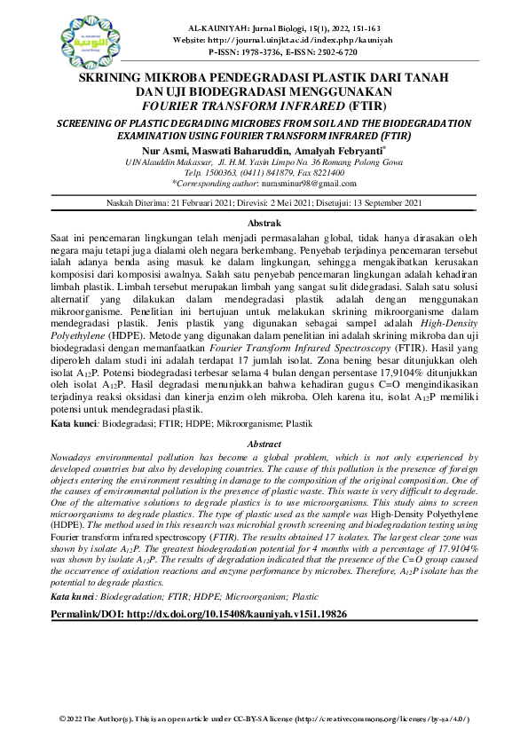 (PDF) Skrining Mikroba Pendegradasi Plastik Dari Tanah Dan Uji ...
