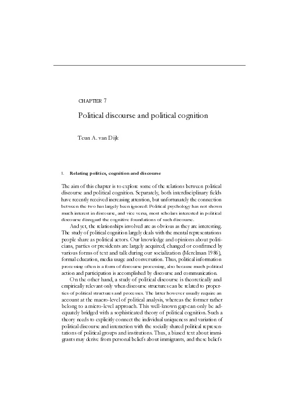(PDF) Political Discourse and Political Cognition