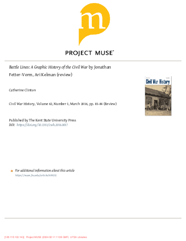 (PDF) Review of Battle Lines: A Graphic History of the Civil War by ...