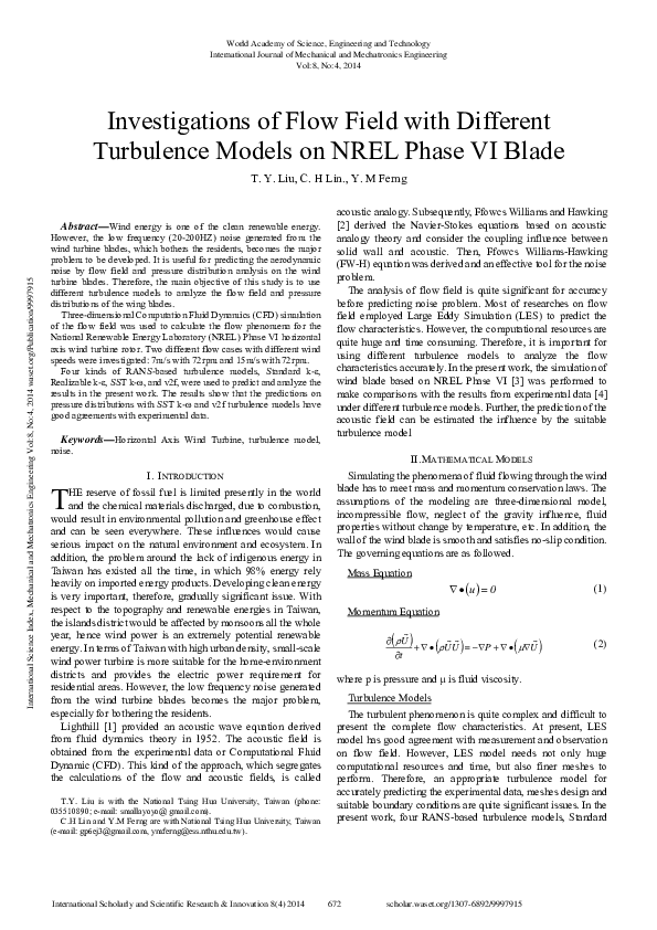 (PDF) Investigations Of Flow Field With Different Turbulence Models On ...