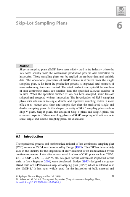 (PDF) Skip-Lot Sampling Plans
