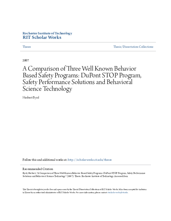 (PDF) A Comparison of Three Well Known Behavior Based Safety Programs ...