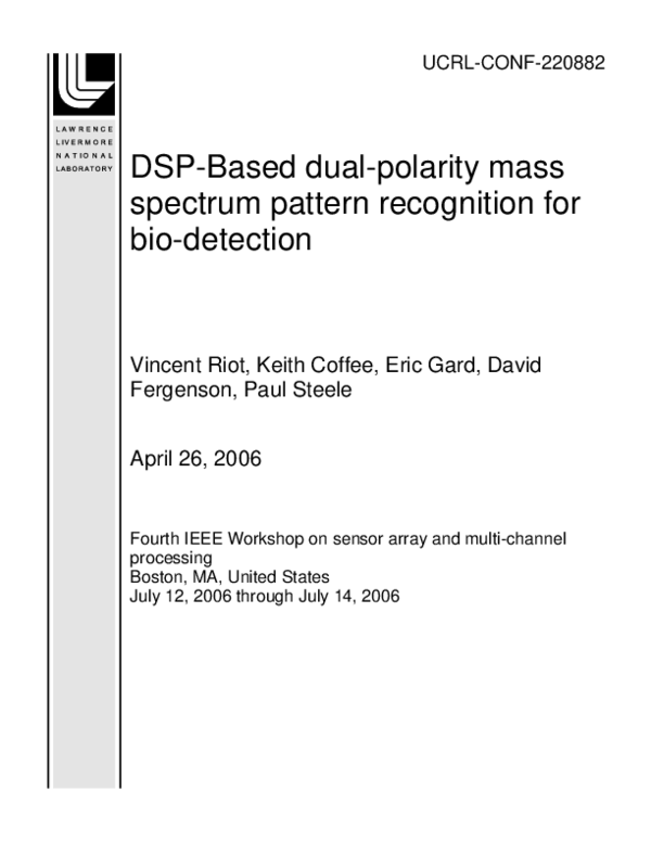 (PDF) DSP-Based Dual-Polarity Mass Spectrum Pattern Recognition for Bio ...