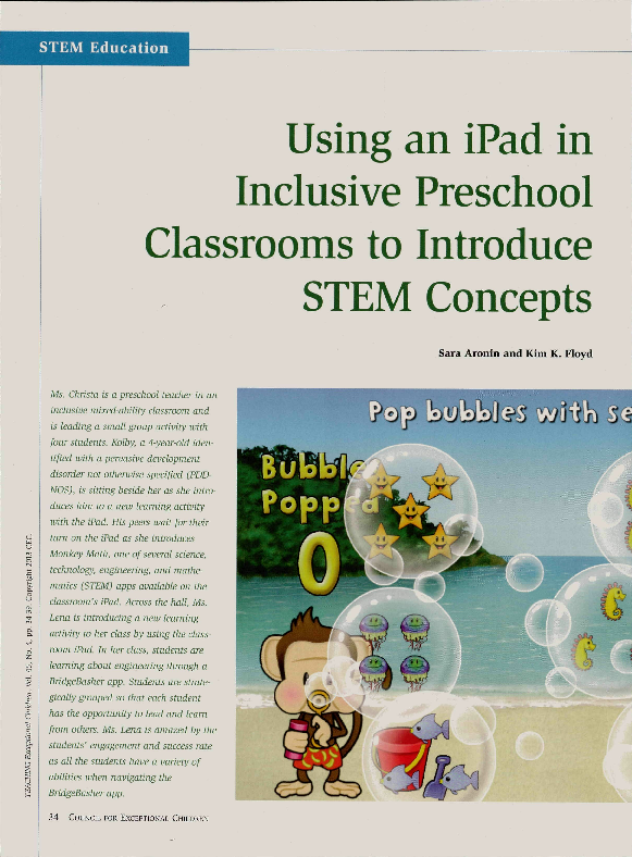 (PDF) Using an iPad in Inclusive Preschool Classrooms to Introduce STEM ...