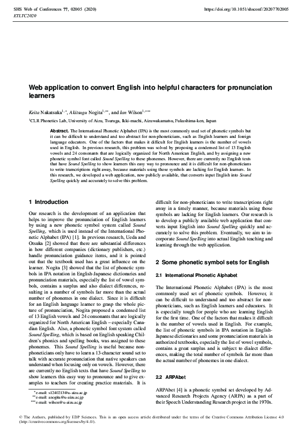 (PDF) Web application to convert English into helpful characters for ...