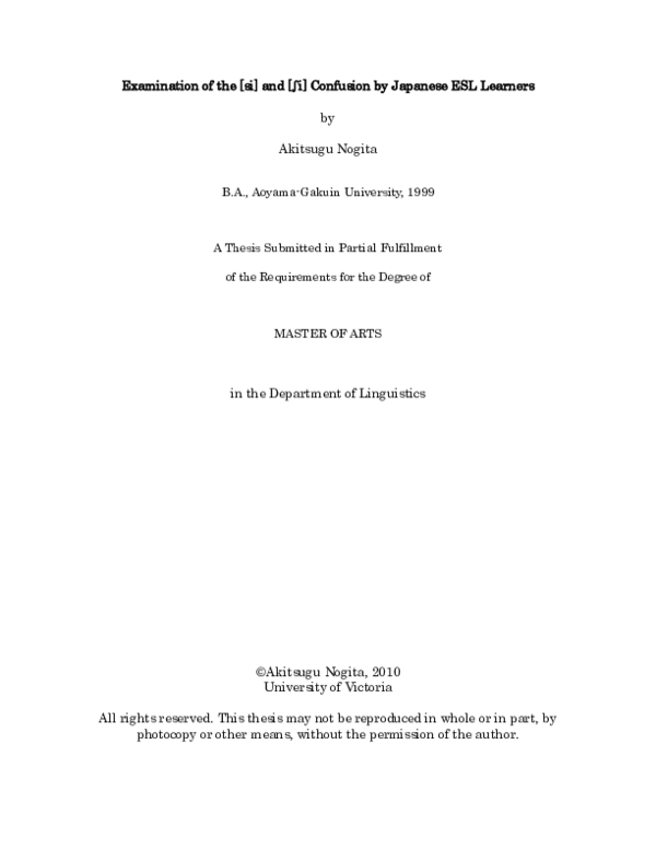 (PDF) Examination of the [si] and [ʃi] Confusion by Japanese ESL Learners