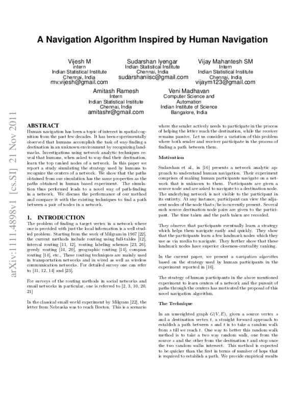 (PDF) A Navigation Algorithm Inspired by Human Navigation