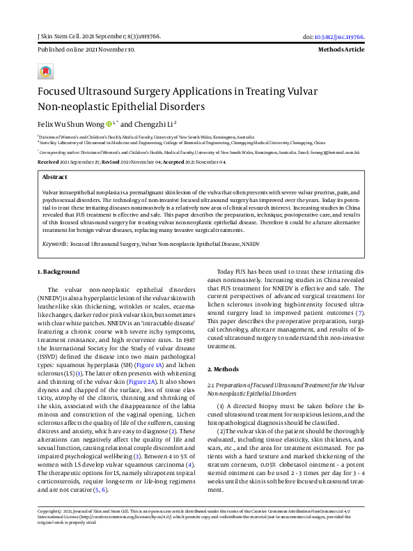 (PDF) Focused Ultrasound Surgery Applications in Treating Vulvar Non ...