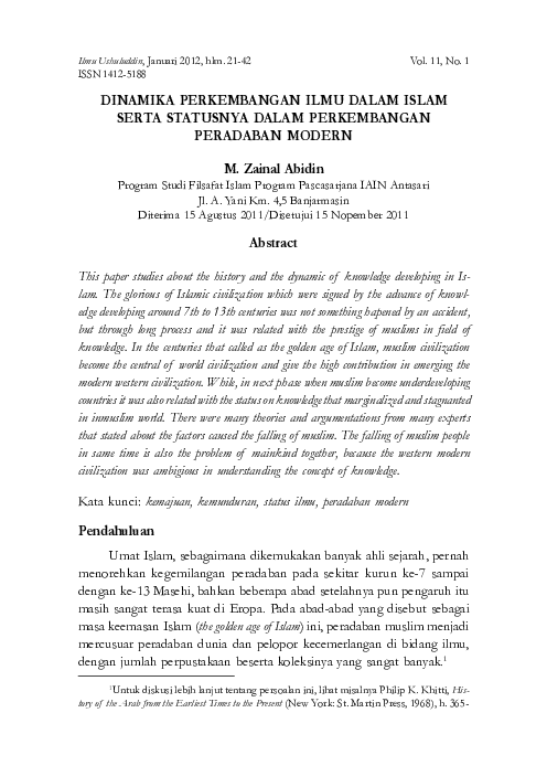 (PDF) Dinamika Perkembangan Ilmu Dalam Islam Serta Statusnya Dalam ...