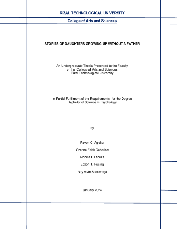 (PDF) STORIES OF DAUGHTERS GROWING UP WITHOUT A FATHER
