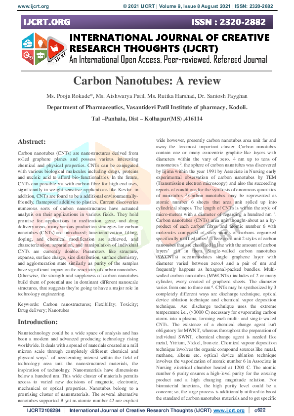 (PDF) Carbon Nanotubes: Properties and Applications