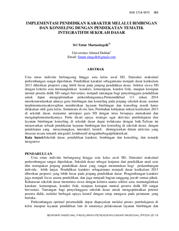 (PDF) Implementasi Pendidikan Karakter Melalui Bimbingan Dan Konseling Dengan Pendekatan Tematik ...