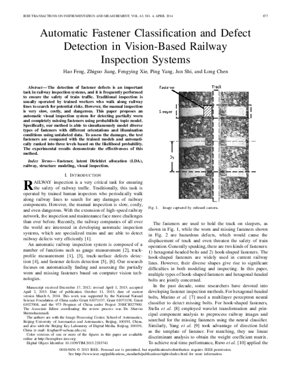 Pdf Automatic Fastener Classification And Defect Detection In Vision