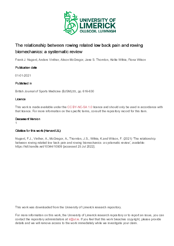 (PDF) The relationship between rowing-related low back pain and rowing ...