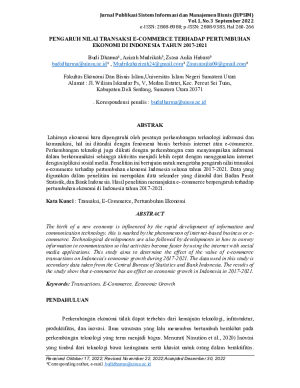 (PDF) Pengaruh Nilai Transaksi E-Commerce Terhadap Pertumbuhan Ekonomi ...
