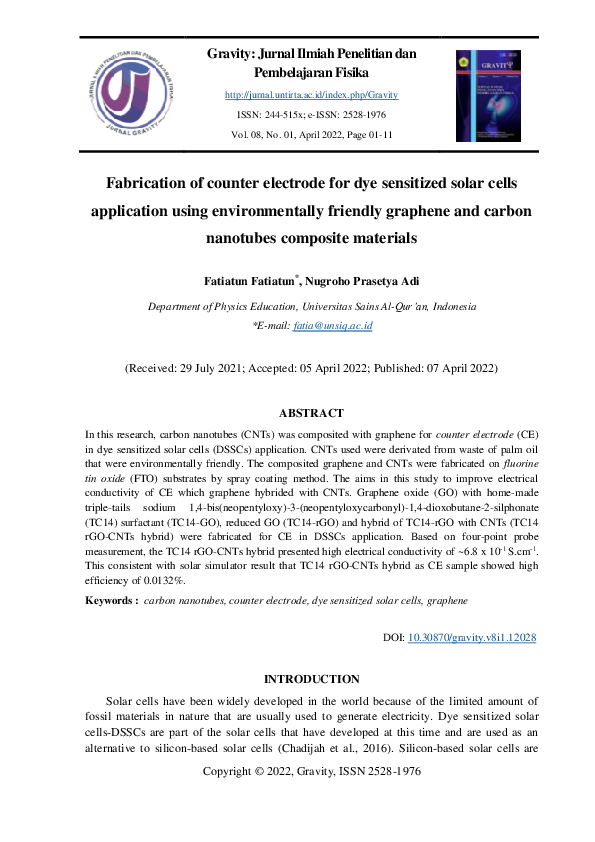 (PDF) Gravity: Jurnal Ilmiah Penelitian dan Pembelajaran Fisika