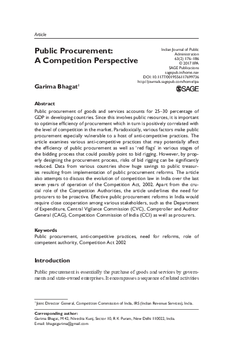 (PDF) Public Procurement: A Competition Perspective
