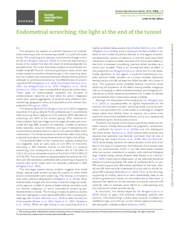 (PDF) Endometrial scratching: the light at the end of the tunnel
