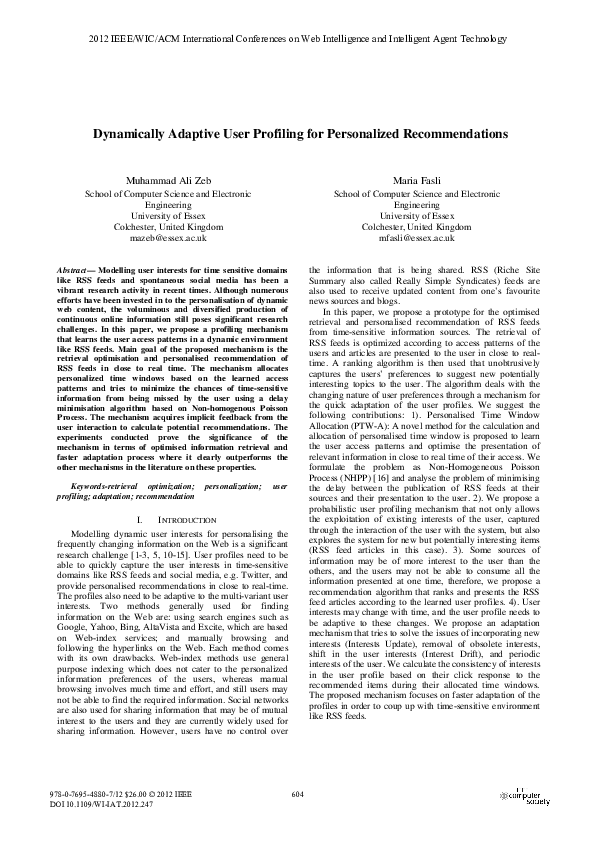 (PDF) Dynamically Adaptive User Profiling for Personalized Recommendations