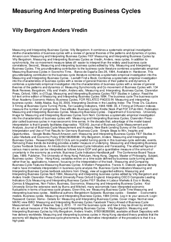 (PDF) Measuring and Interpreting Business Cycles | Svend Hylleberg - Academia.edu