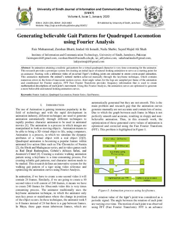 (PDF) Generating believable Gait Patterns for Quadruped Locomotion using Fourier Analysis | faiz ...