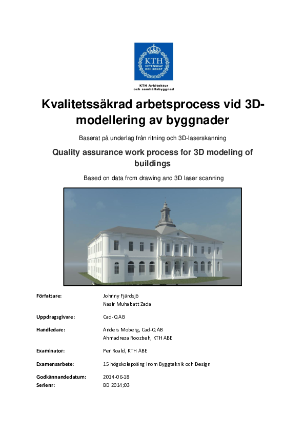 (PDF) Kvalitetssäkrad arbetsprocess vid 3D- modellering av byggnader | Ahmadreza Roozbeh ...