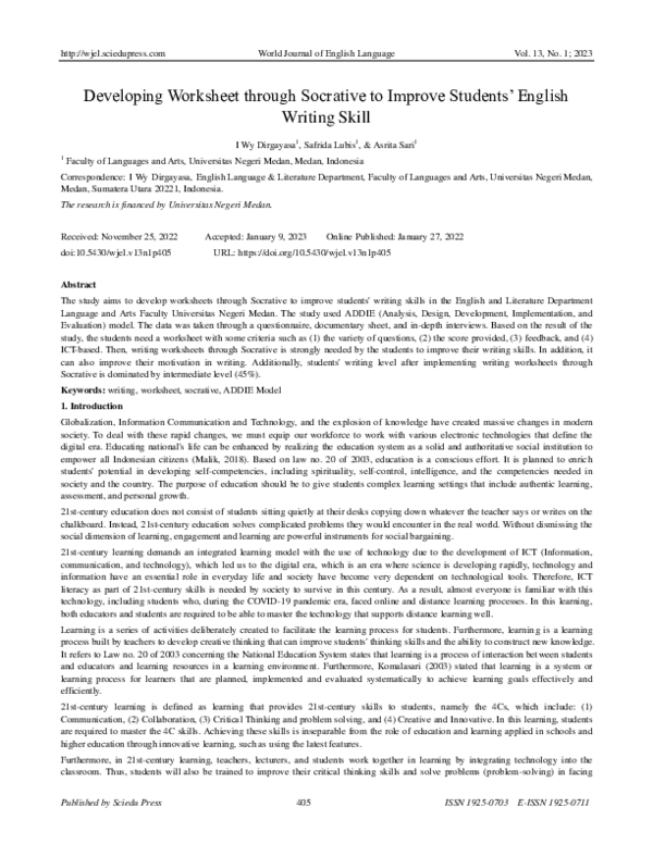 (PDF) Developing Worksheet through Socrative to Improve Students’ English Writing Skill
