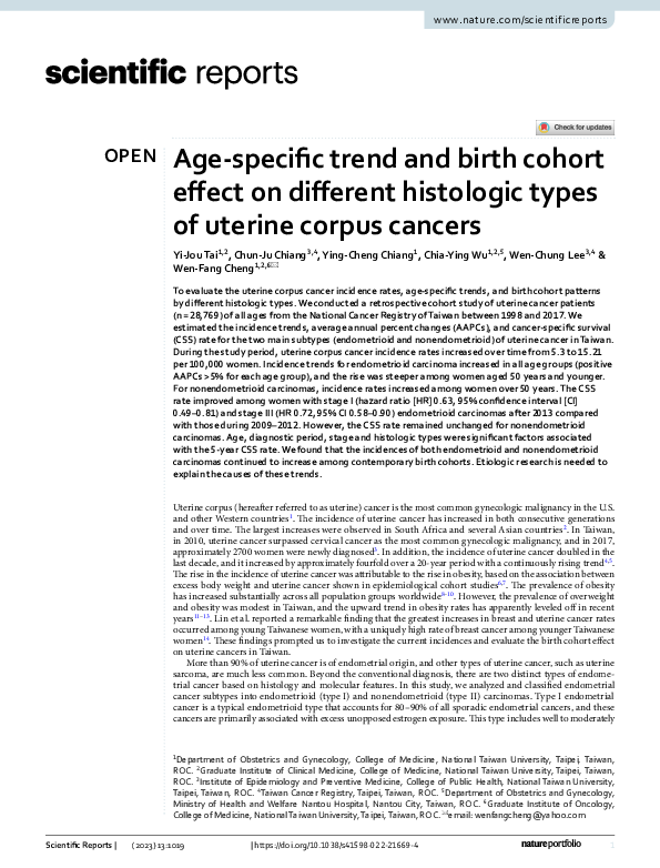 (PDF) Age-Specific Trend and Birth Cohort Effect on Different ...