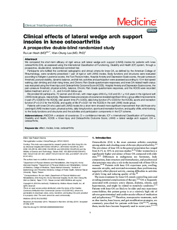 (PDF) Clinical effects of lateral wedge arch support insoles in knee ...