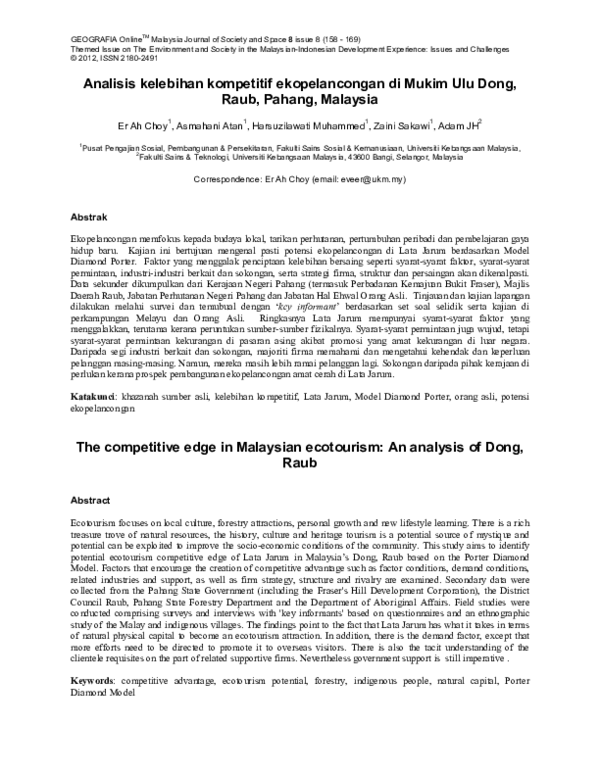 (PDF) Analisis kelebihan kompetitif ekopelancongan di Mukim Ulu Dong ...