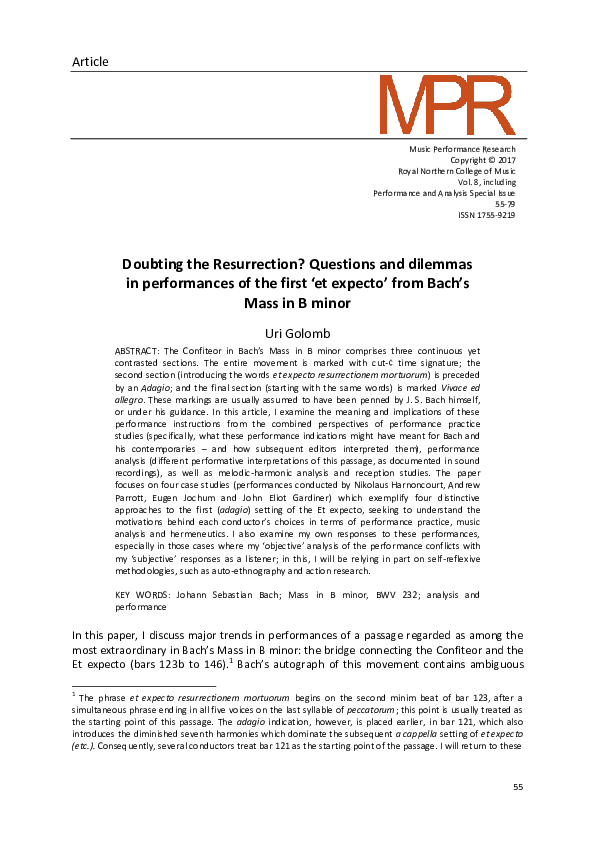(PDF) including Performance and Analysis Special Issue