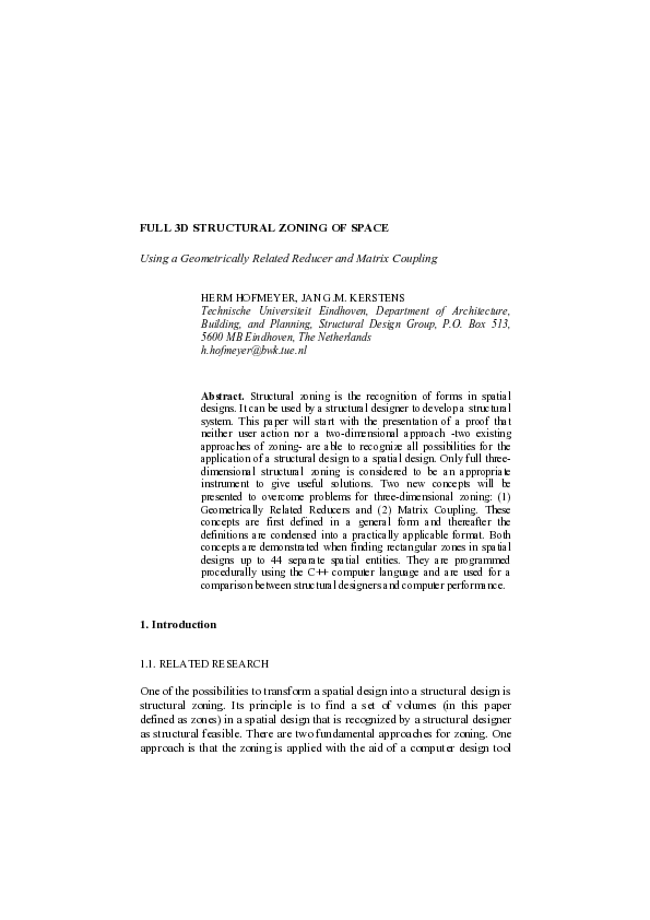 (PDF) FULL 3D STRUCTURAL ZONING OF SPACE: Using a Geometrically Related Reducer and Matrix ...