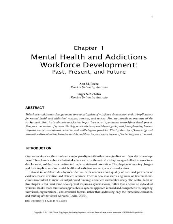 (PDF) Mental Health and Addictions Workforce Development | Ann Roche ...