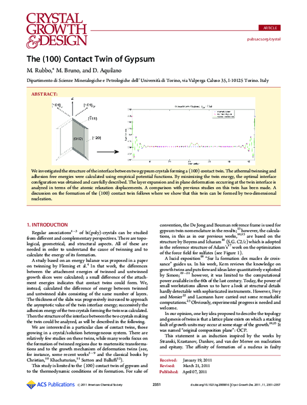 (PDF) The (100) Contact Twin of Gypsum