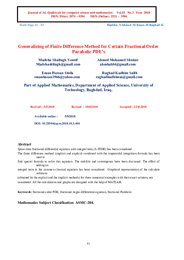 (PDF) Generalizing of Finite Difference Method for Certain Fractional ...