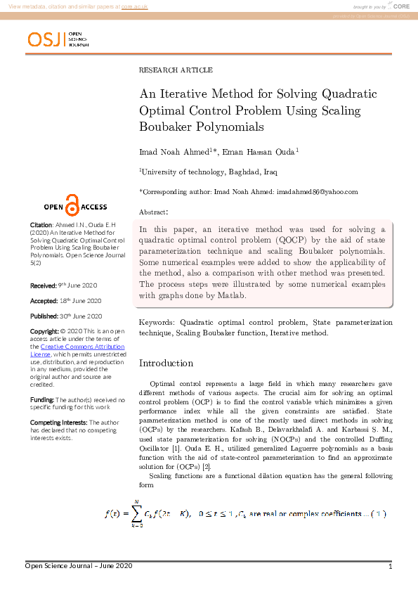 (PDF) An Iterative Method for Solving Quadratic Optimal Control Problem Using Scaling Boubaker ...