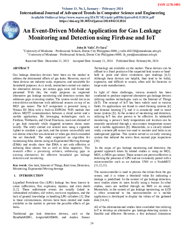 (PDF) An Event-Driven Mobile Application for Gas Leakage Monitoring and ...