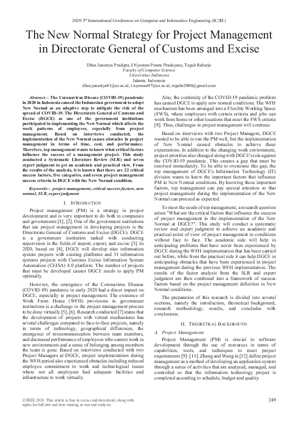 (PDF) Critical Success Factors in New Normal Project Management