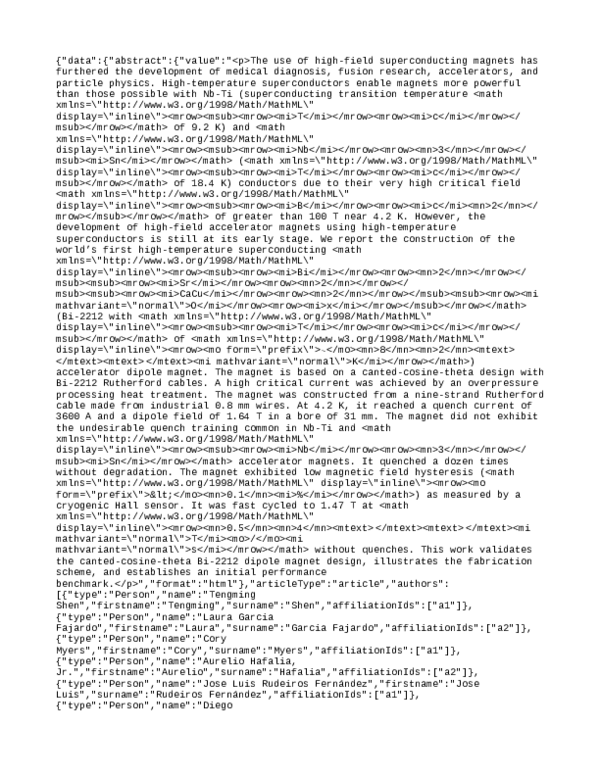 Design, fabrication, and characterization of a high-field high ...