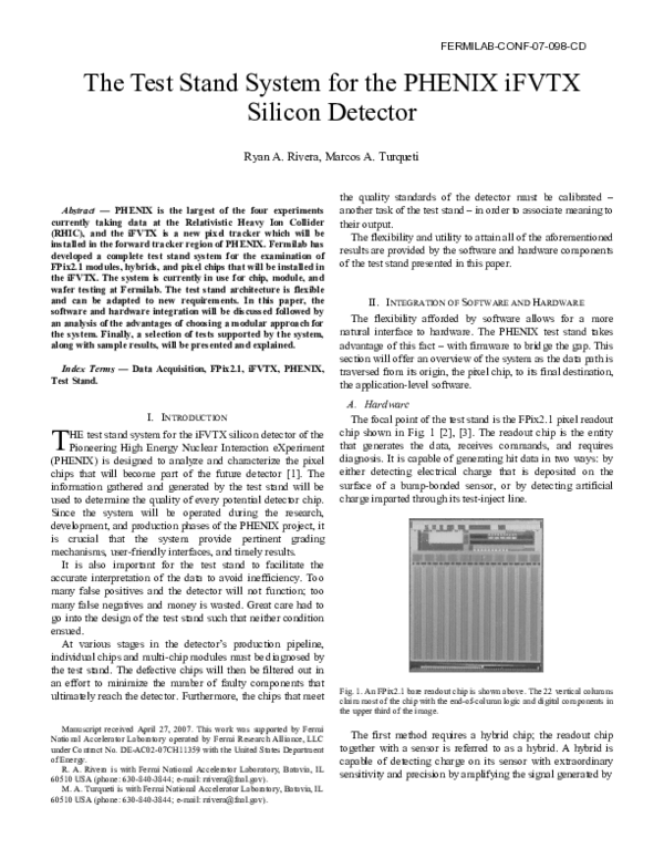 (PDF) The Test Stand System for the PHENIX iFVTX Silicon Detector
