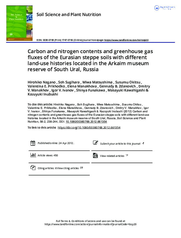 (PDF) Carbon and nitrogen contents and greenhouse gas fluxes of the ...