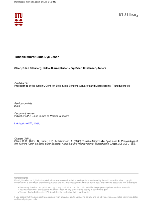 (PDF) Tunable microfluidic dye laser