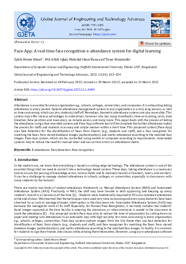 (PDF) Face-App: A real-time face recognition e-attendance system for digital learning