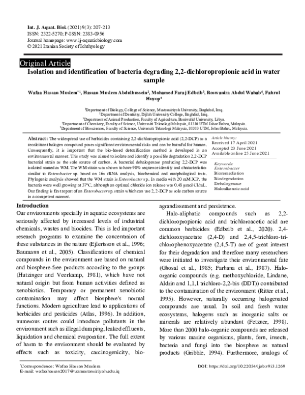 (PDF) Isolation and identification of bacteria degrading 2,2 ...