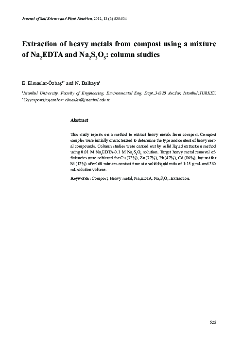 (PDF) Extraction of heavy metals from compost using a mixture of ...